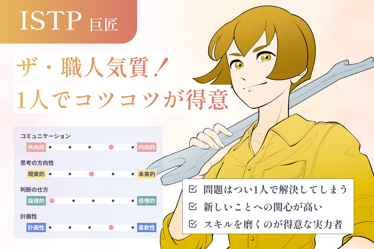 【トリセツ】一番わかりやす〜いISTP（巨匠）の性格｜特徴から恋愛・仕事・相性・あるあるなど完全解説｜MBTIラボ